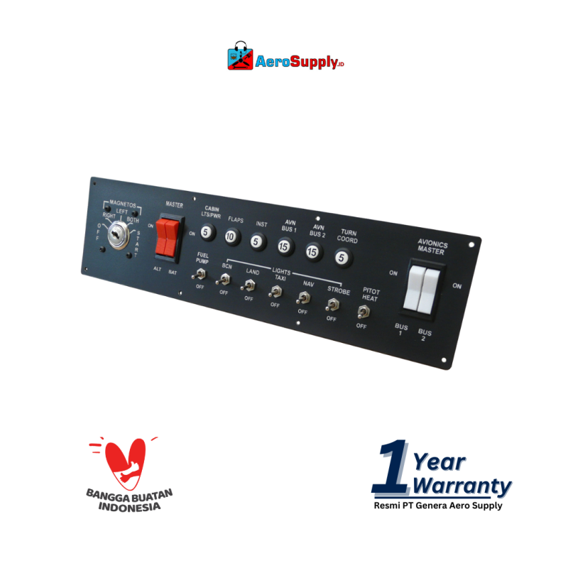 Blusim Flight Sim Cessna Switch Panel with Ignition - Aerosupply